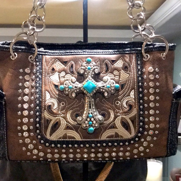 Lavish | Bags | Nwt Western Style Rhinestone Studded Satchel | Poshmark